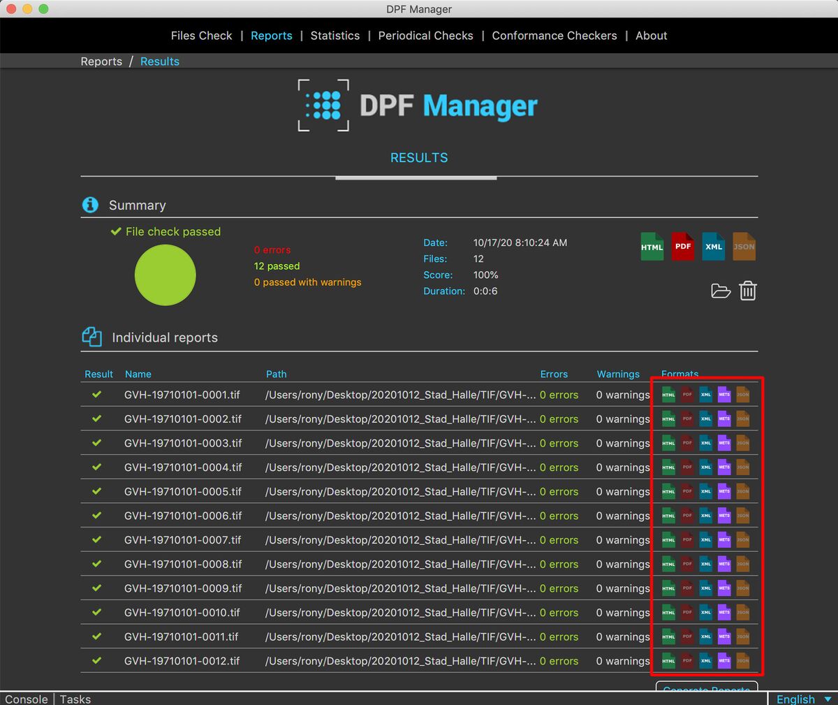 Valideren van TIFF-bestanden met DPF-Manager - Tracks